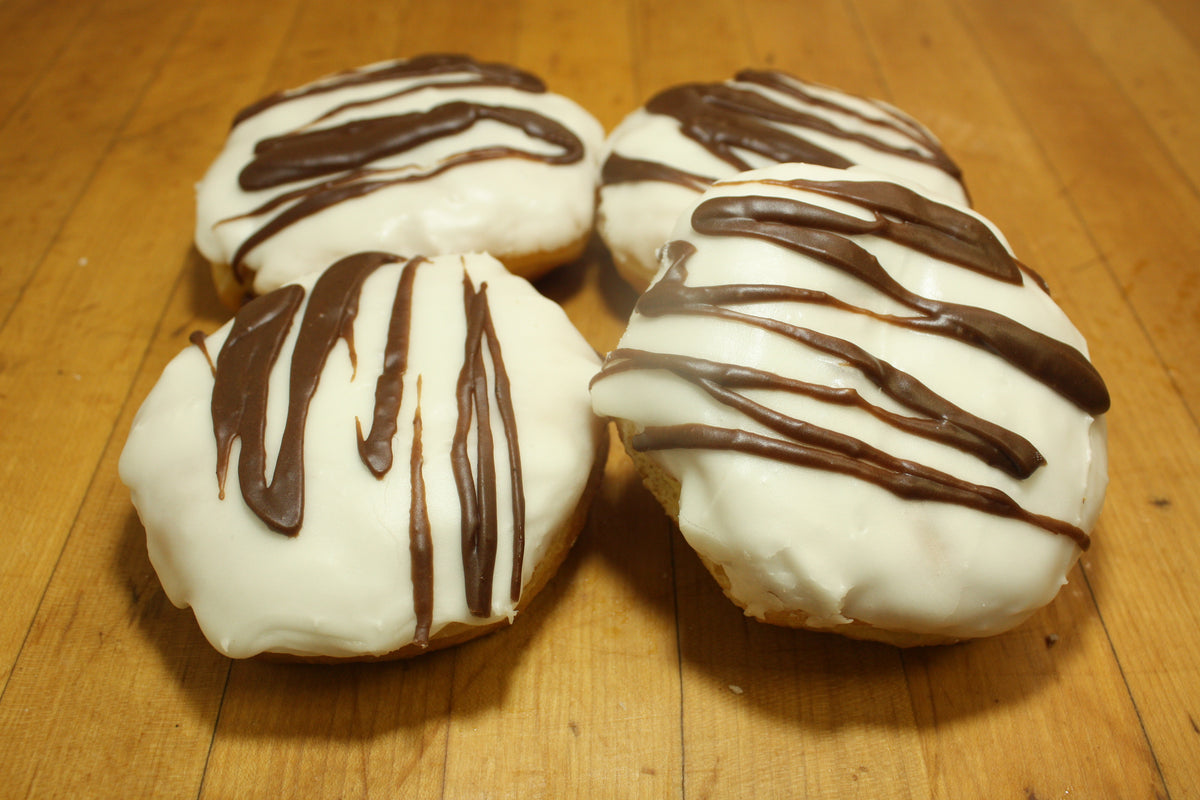 Chocolate Cream Filled Zebra Striped Yeast Donut – Milton's Donuts
